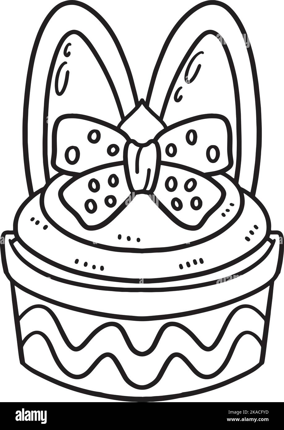 Easter Bunny Cupcake with Ribbon Isolated Coloring Stock Vector Image ...