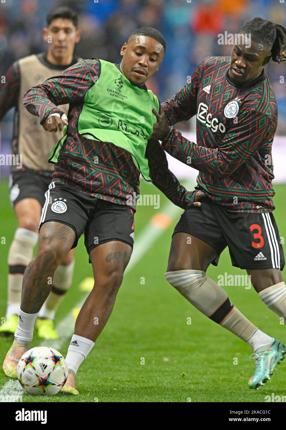 Glasgow, Scotland, 1st November 2022. Steven Bergwijn and Calvin Bassey ...