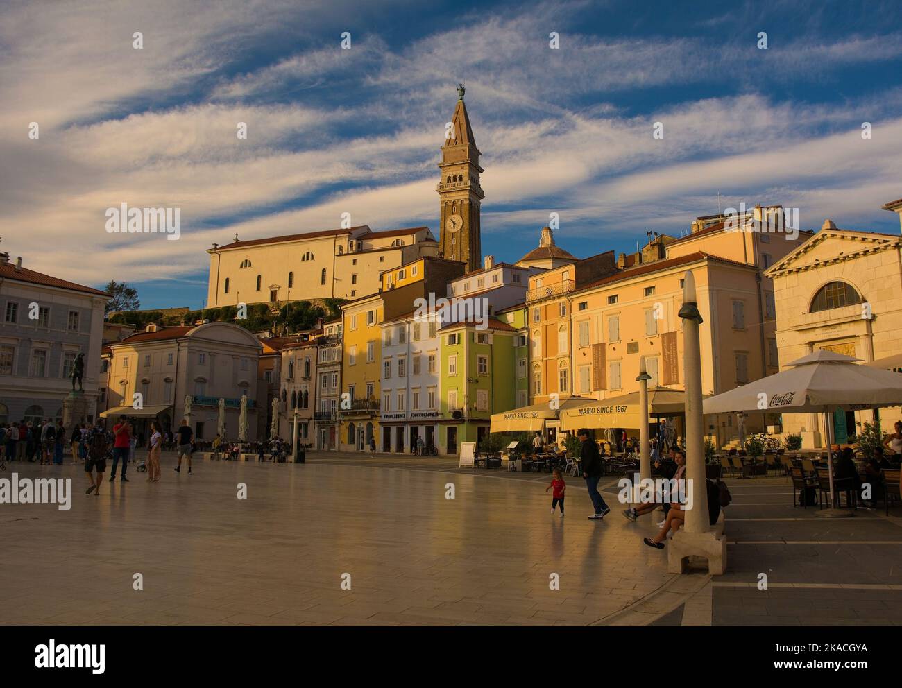 Piran, Slovenia - September 18th 2022. The historic Tartini Square ...