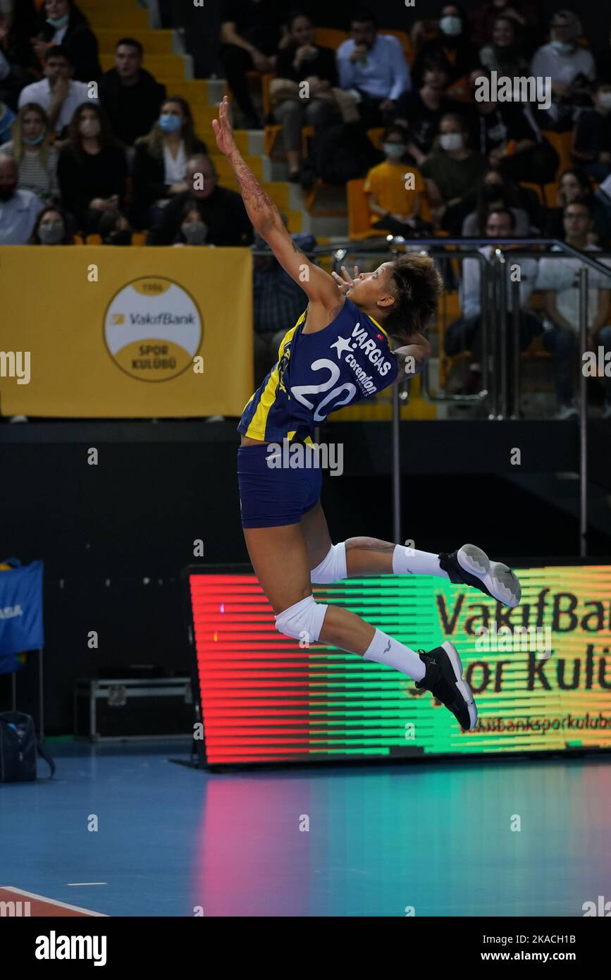 ISTANBUL, TURKEY - MARCH 31, 2022: Melissa Vargas serves during ...