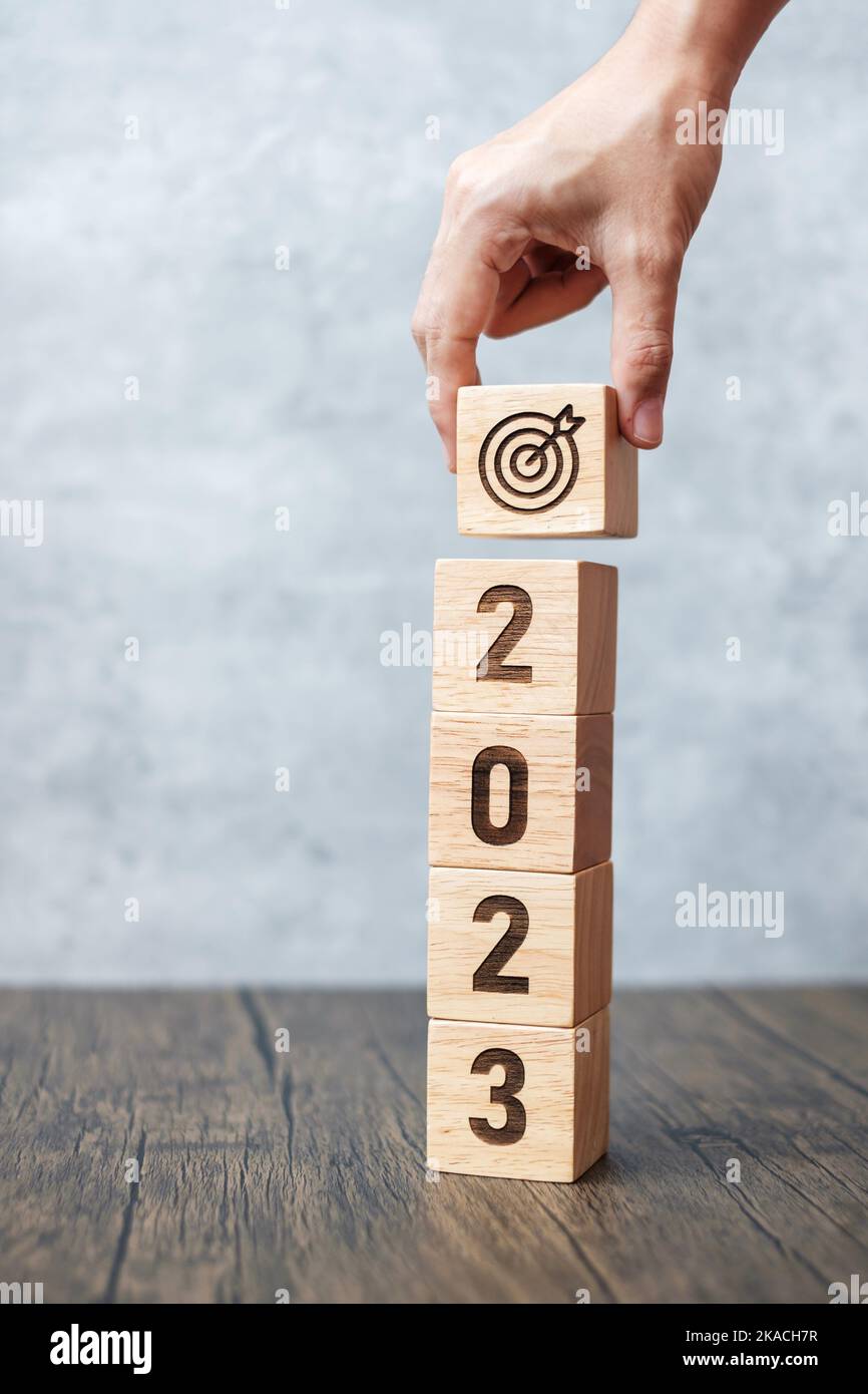 2023 block with dartboard sign. Business Goal, Target, Resolution ...