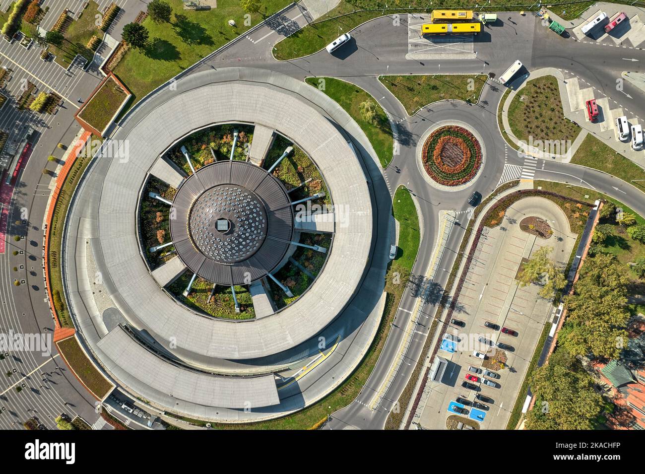 a flying saucer-shaped bus station in Kielce Stock Photo - Alamy
