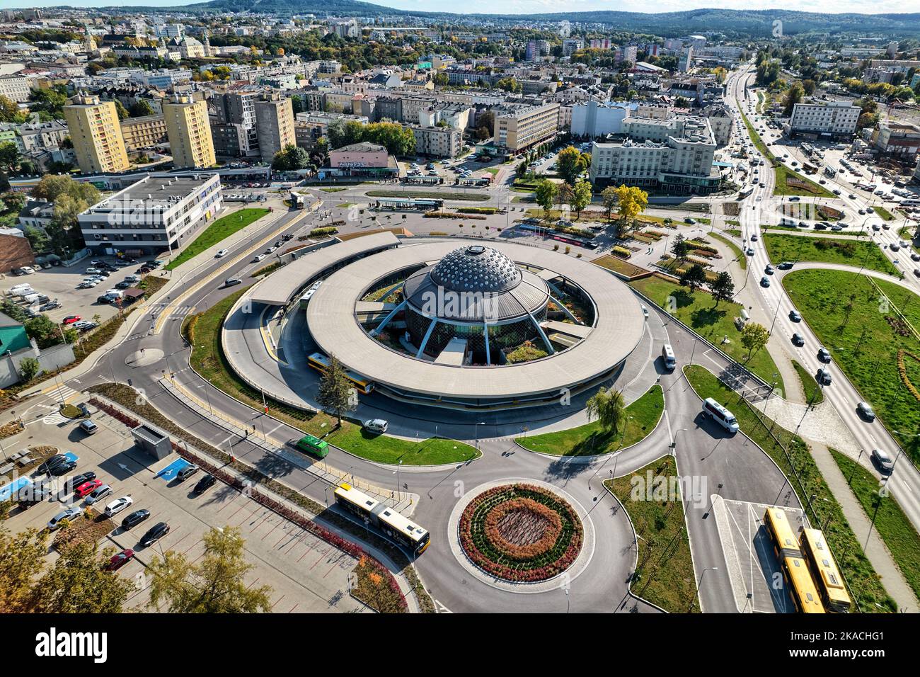 a flying saucer-shaped bus station in Kielce Stock Photo - Alamy