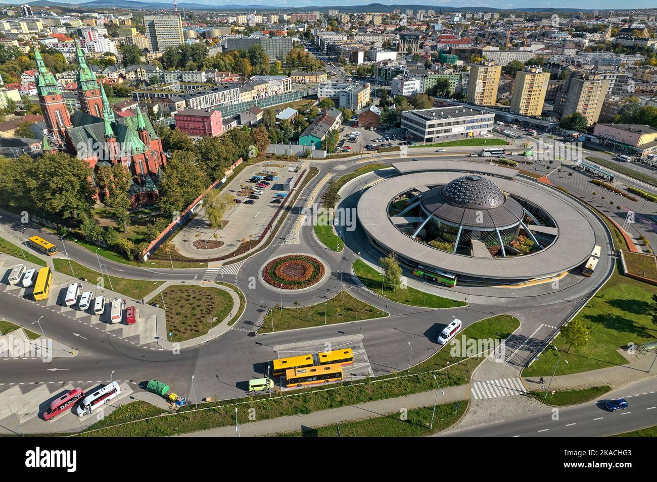 a flying saucer-shaped bus station in Kielce Stock Photo - Alamy