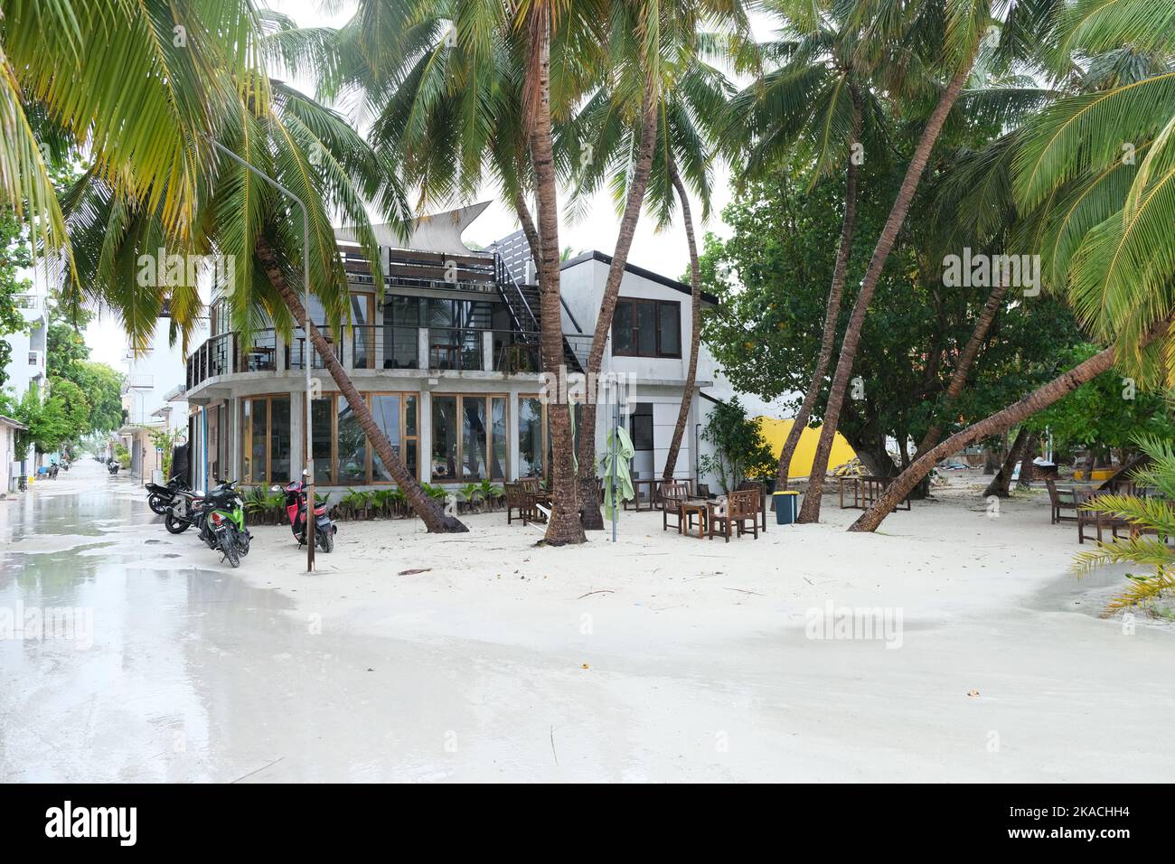 The water stagnant after the heaby rain at the street of Rasdhoo ...