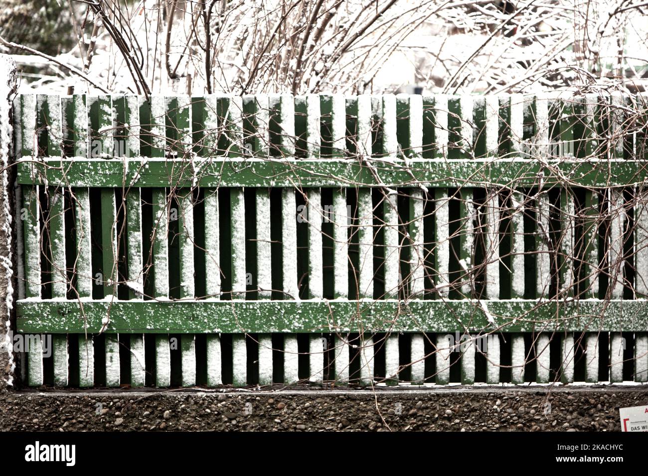 detail of fence in winter with snow Stock Photo - Alamy