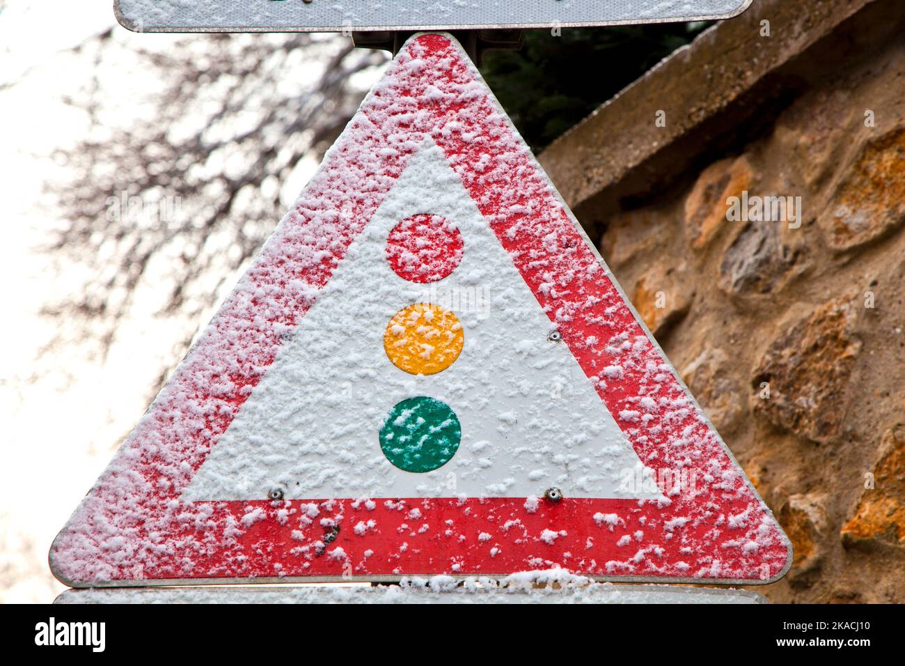 traffic sign in snow Stock Photo - Alamy
