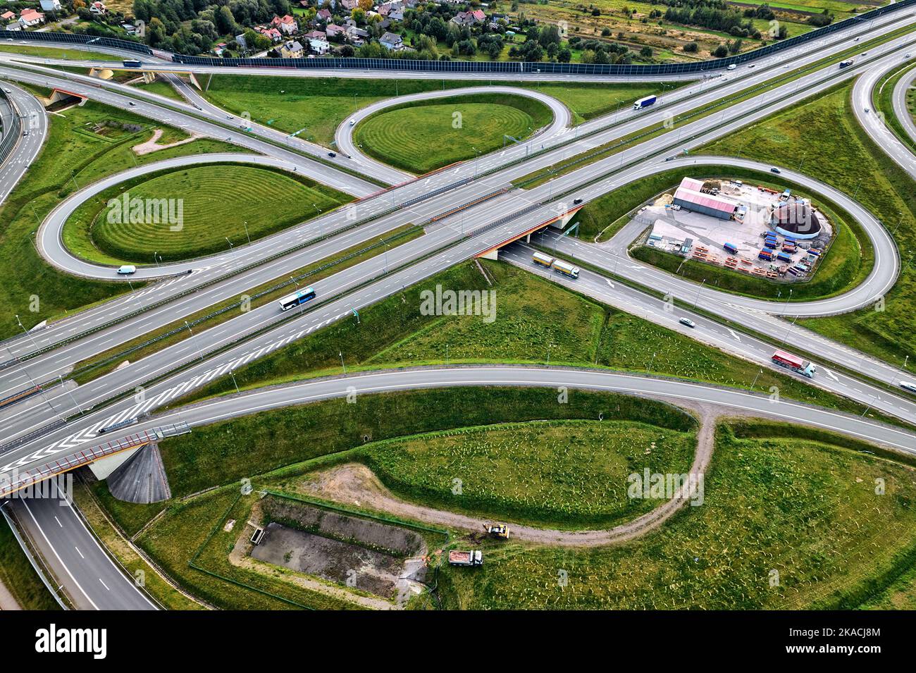 Aerial View of Complex Traffic Interchange on the S7 Expressway in ...