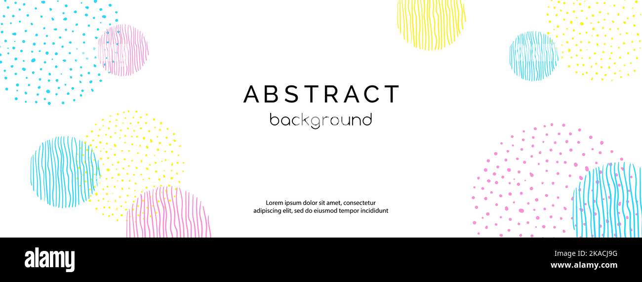 Abstract long minimalistic white background with dotted circles ...