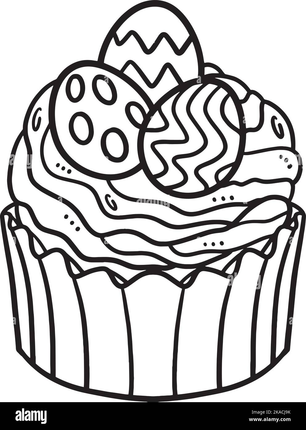Easter Egg Cupcake Isolated Coloring Page Stock Vector Image & Art - Alamy