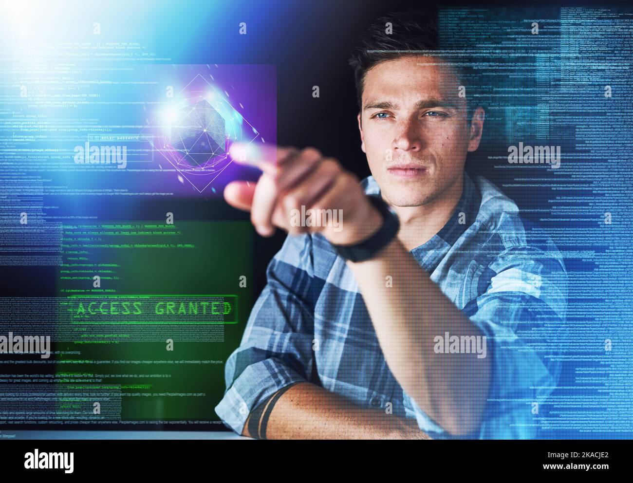 The future is within reach. a handsome young male programmer at work Stock Photo - Alamy
