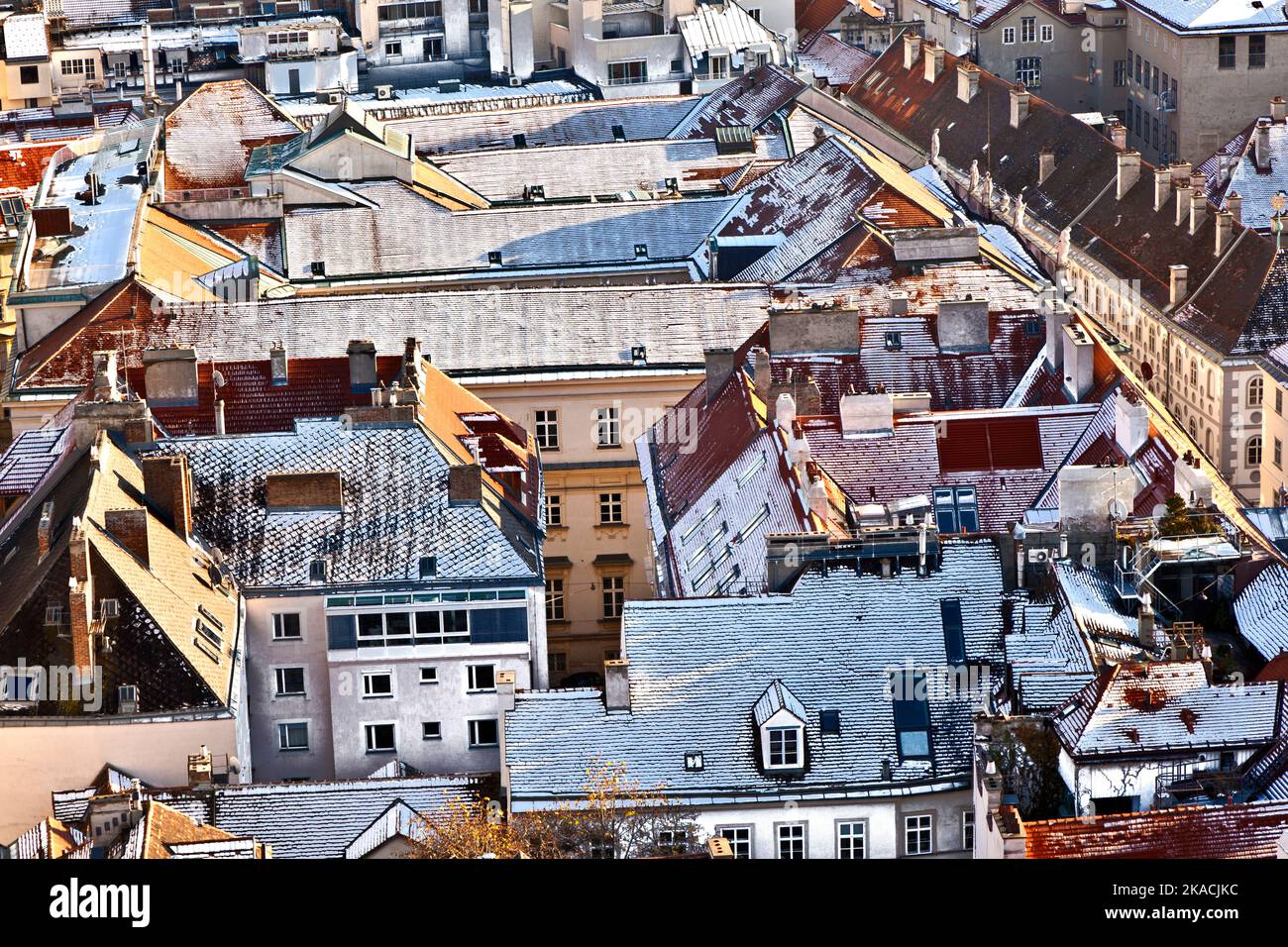 view over Vienna in snow with clear sky Stock Photo - Alamy