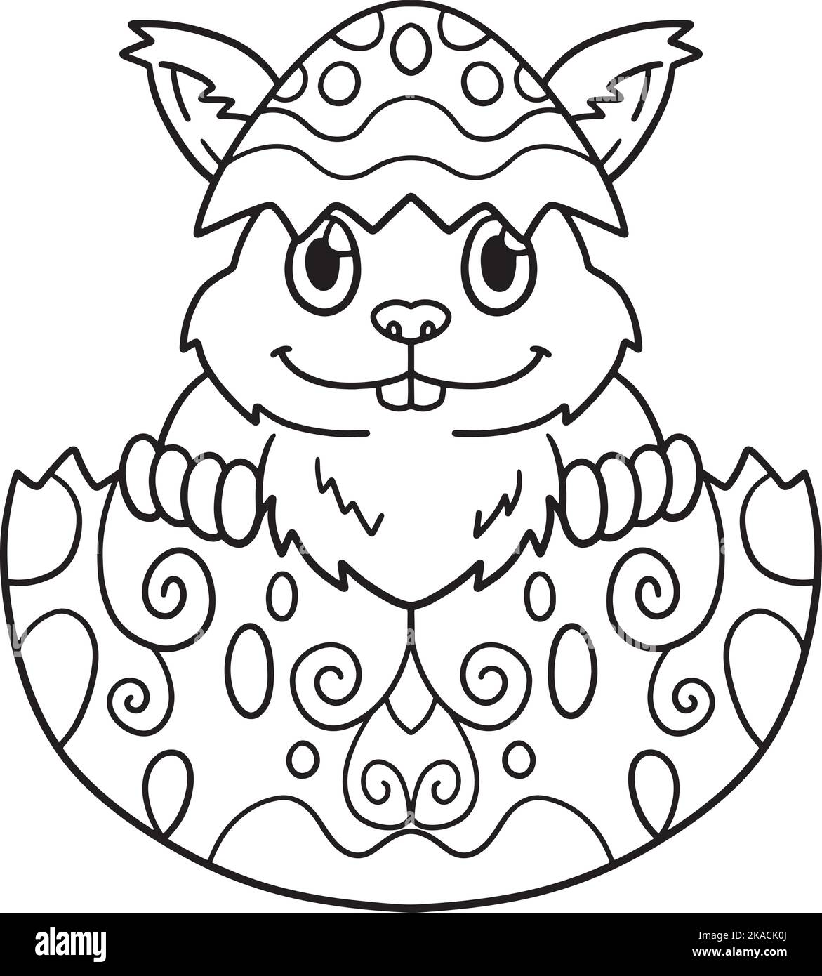 Bunny in Hatched Easter Egg Isolated Coloring Stock Vector Image & Art ...
