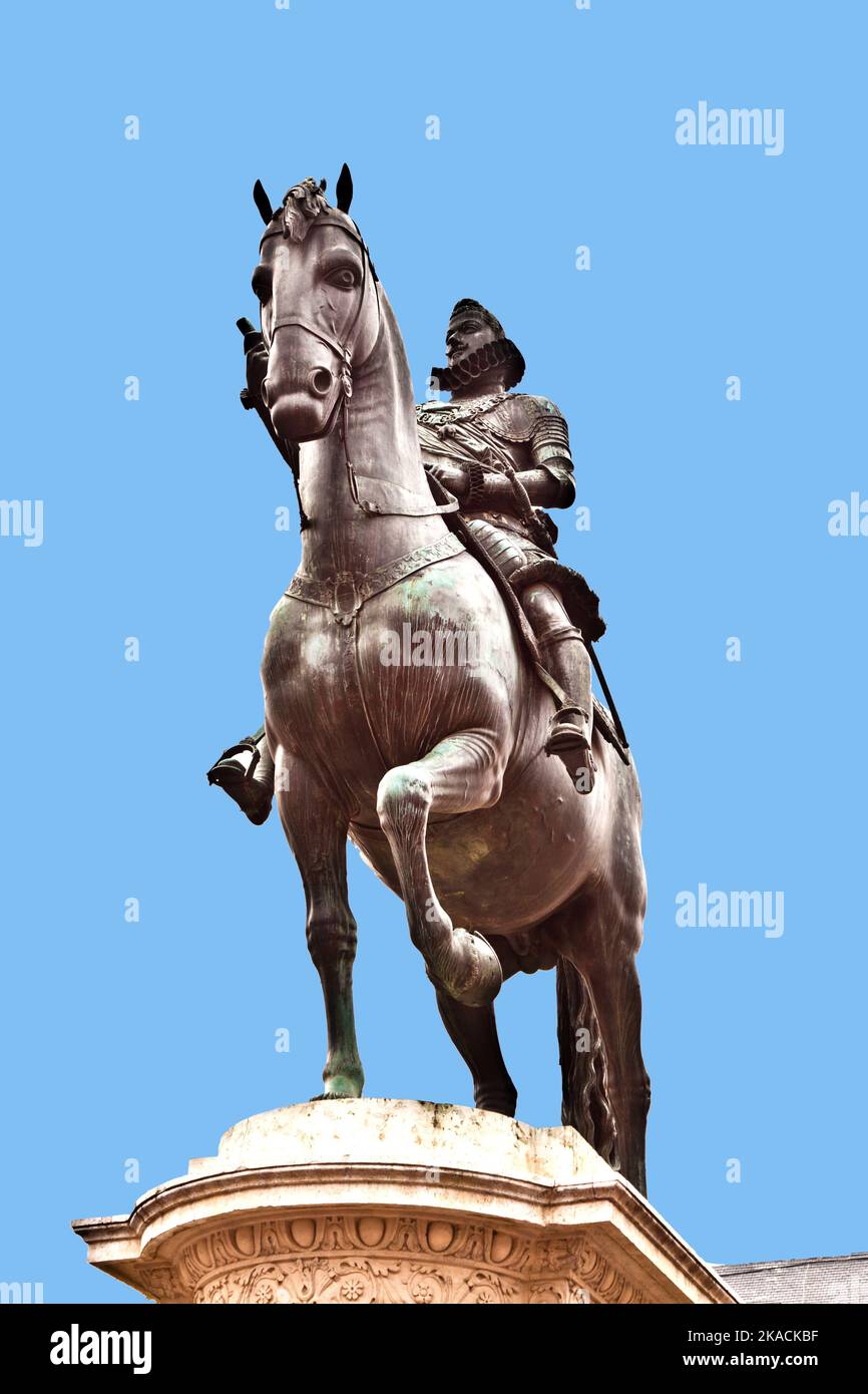 Statue of Philipp III at the Plaza Mayor in Madrid Stock Photo - Alamy