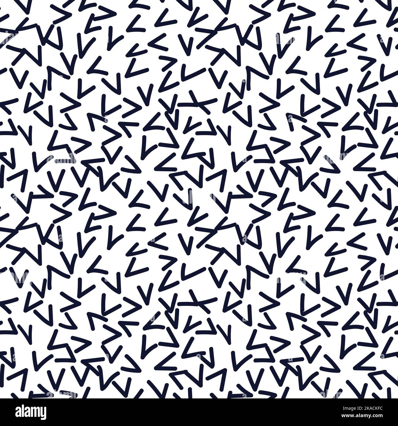 Hand drawn seamless indigo and white random checkmark texture, vector ...