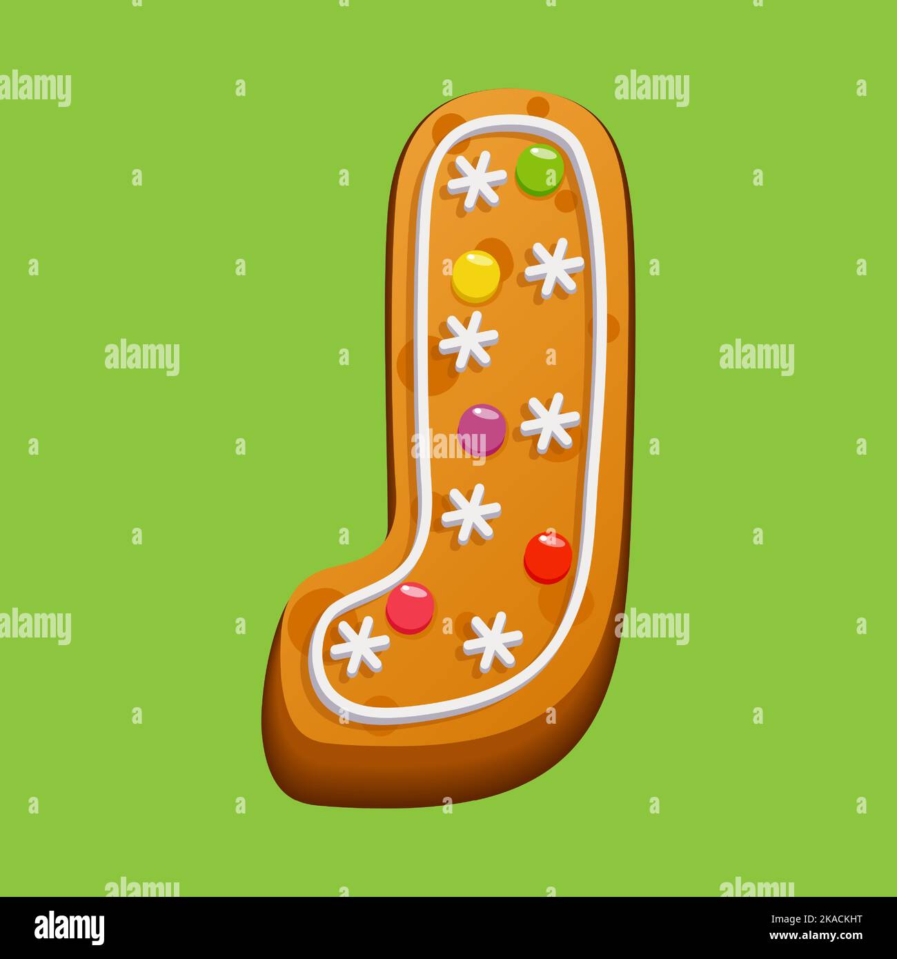 Christmas gingerbread cookie. Gingerbread letter J. Homemade winter ...