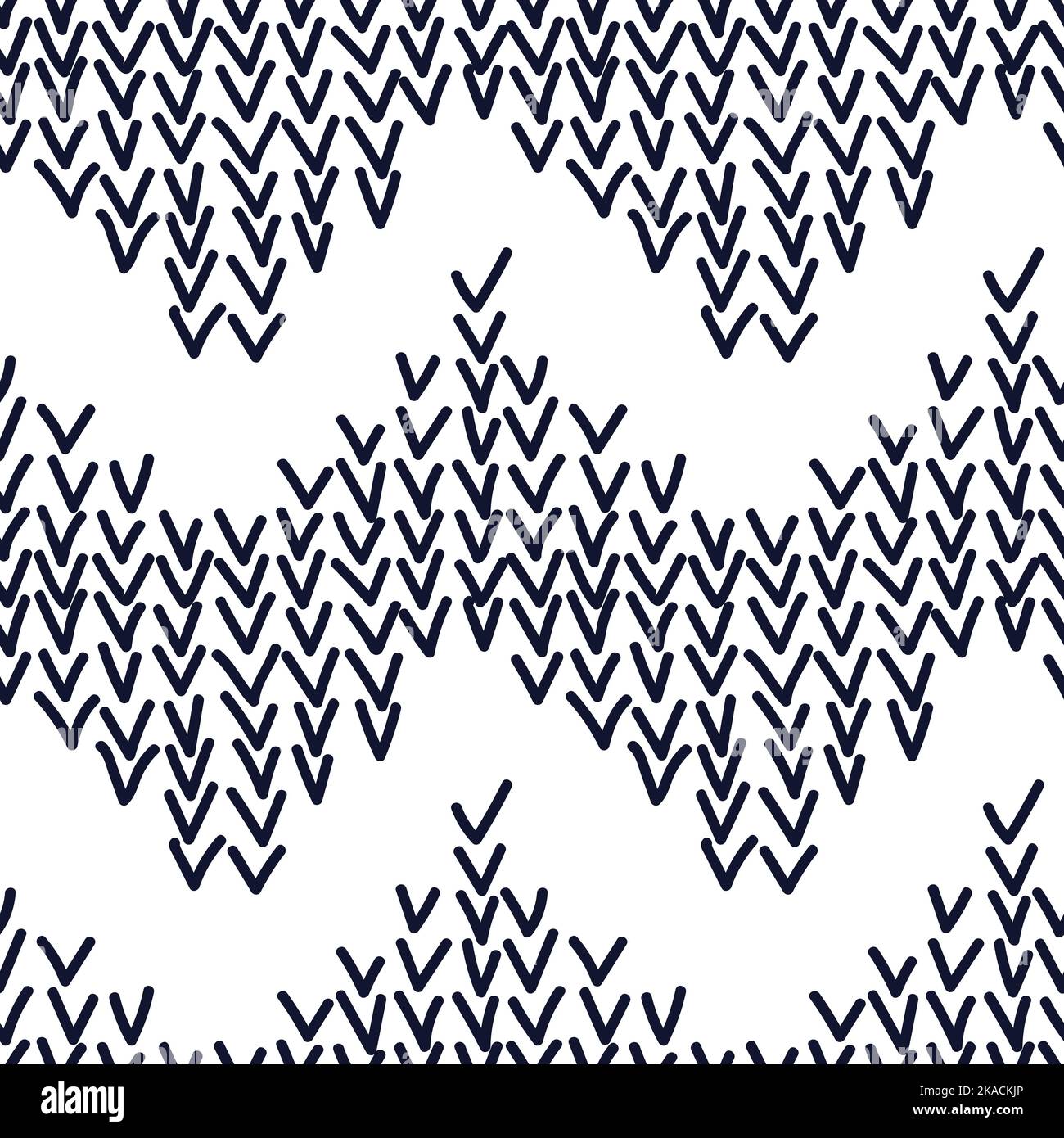 Hand drawn seamless indigo and white checkmark texture, vector ...