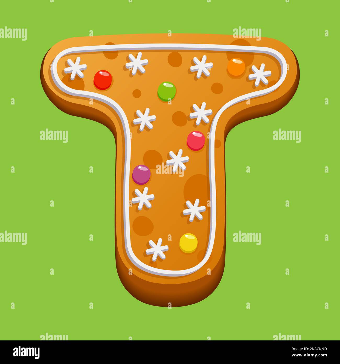 Christmas gingerbread cookie. Gingerbread letter T. Homemade winter ...