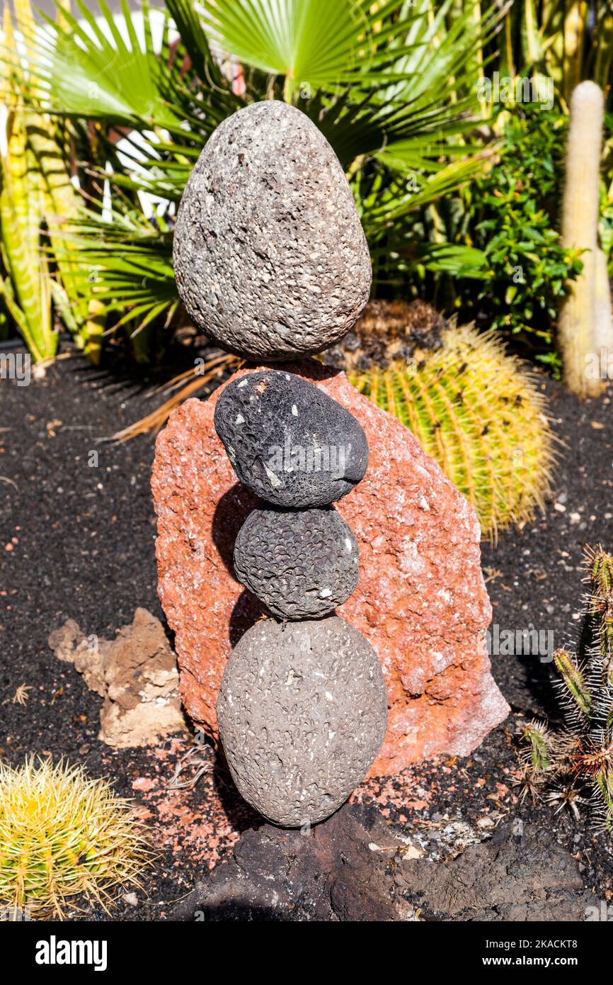 beautiful stone sculptures build from volcanic stones and keep stable ...