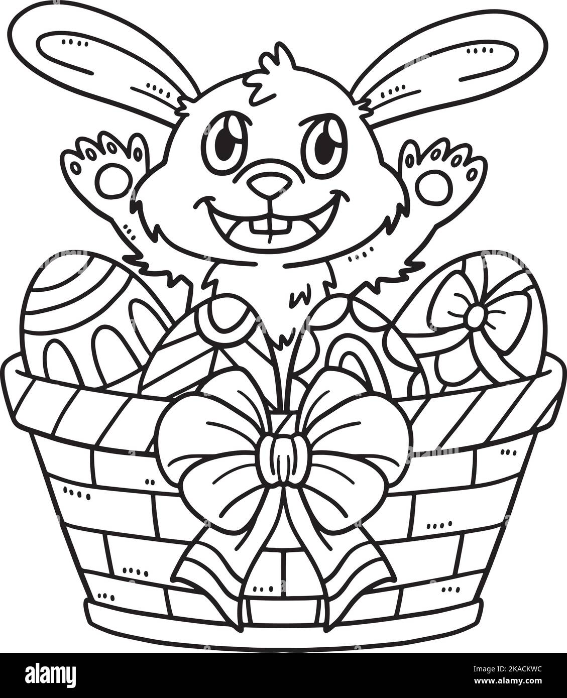 Bunny Easter Eggs in the Basket Isolated Coloring Stock Vector Image ...