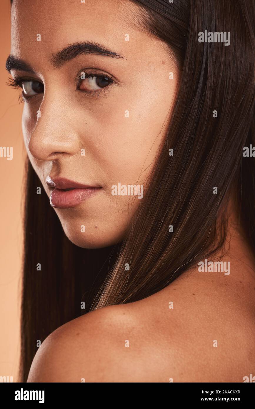 Skincare, young woman face and pride for natural beauty, confident and ...