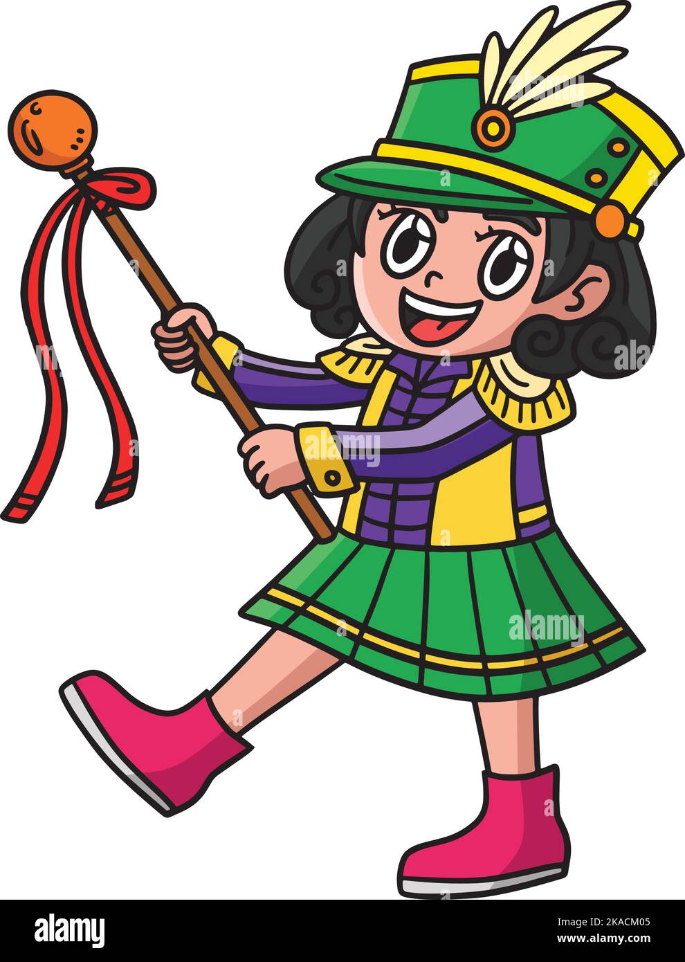 Mardi Gras Majorett Cartoon Colored Clipart Stock Vector Image & Art ...