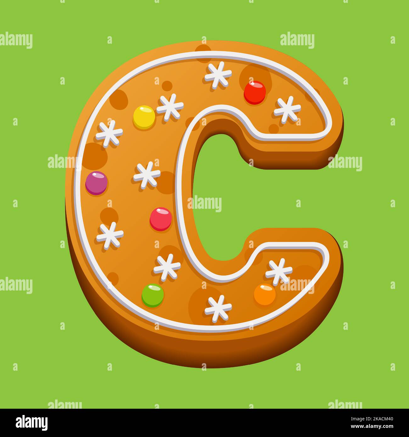 Christmas gingerbread cookie. Gingerbread letter C. Homemade winter ...