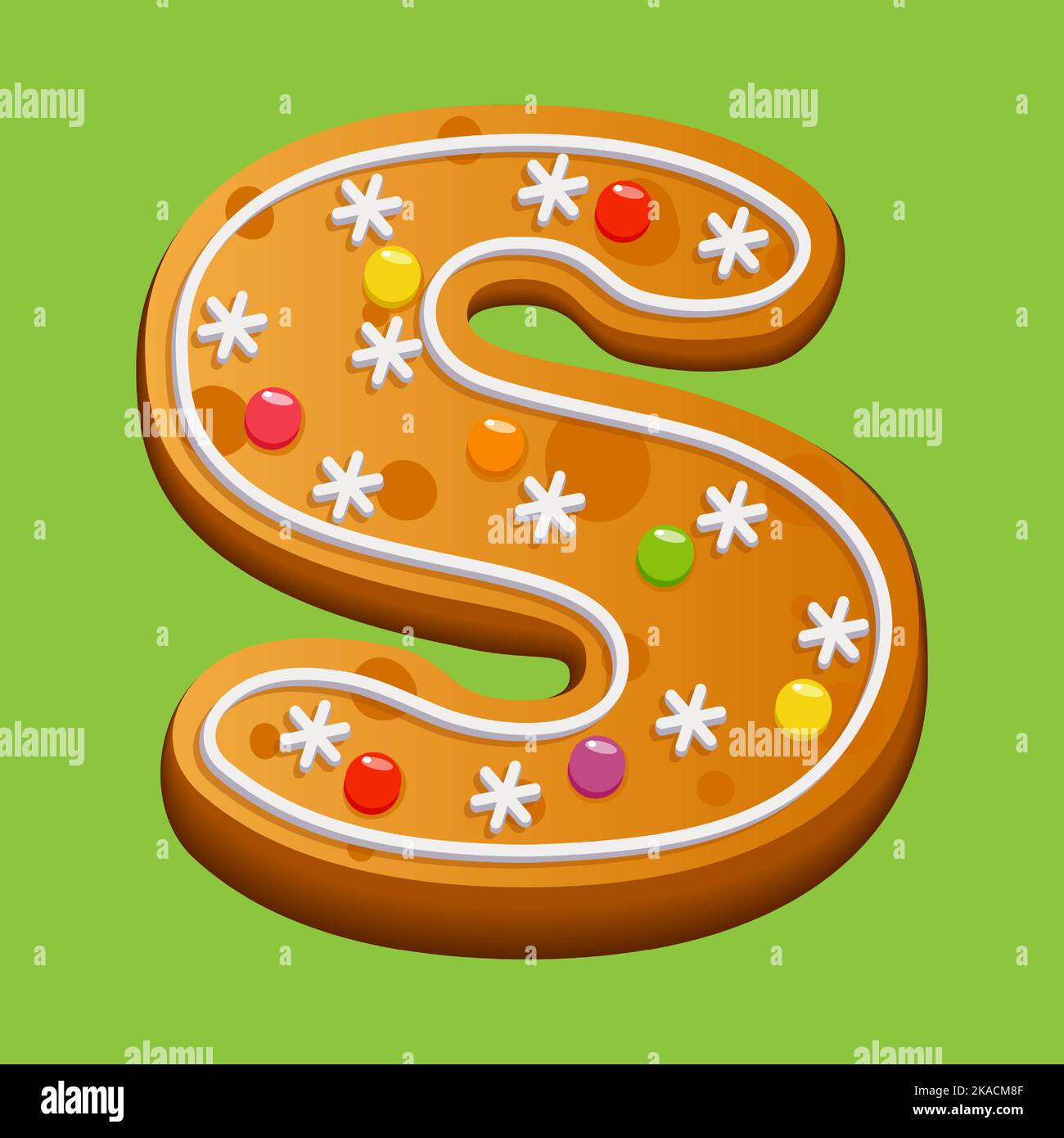 Christmas gingerbread cookie. Gingerbread letter S. Homemade winter ...