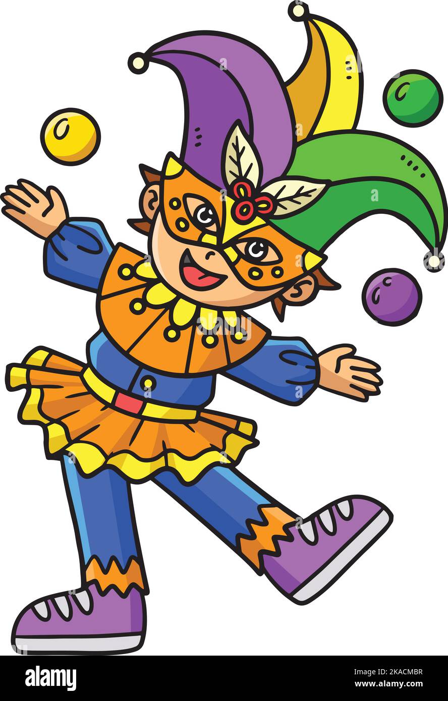 Mardi Gras Jester Boy Cartoon Colored Clipart Stock Vector Image & Art ...