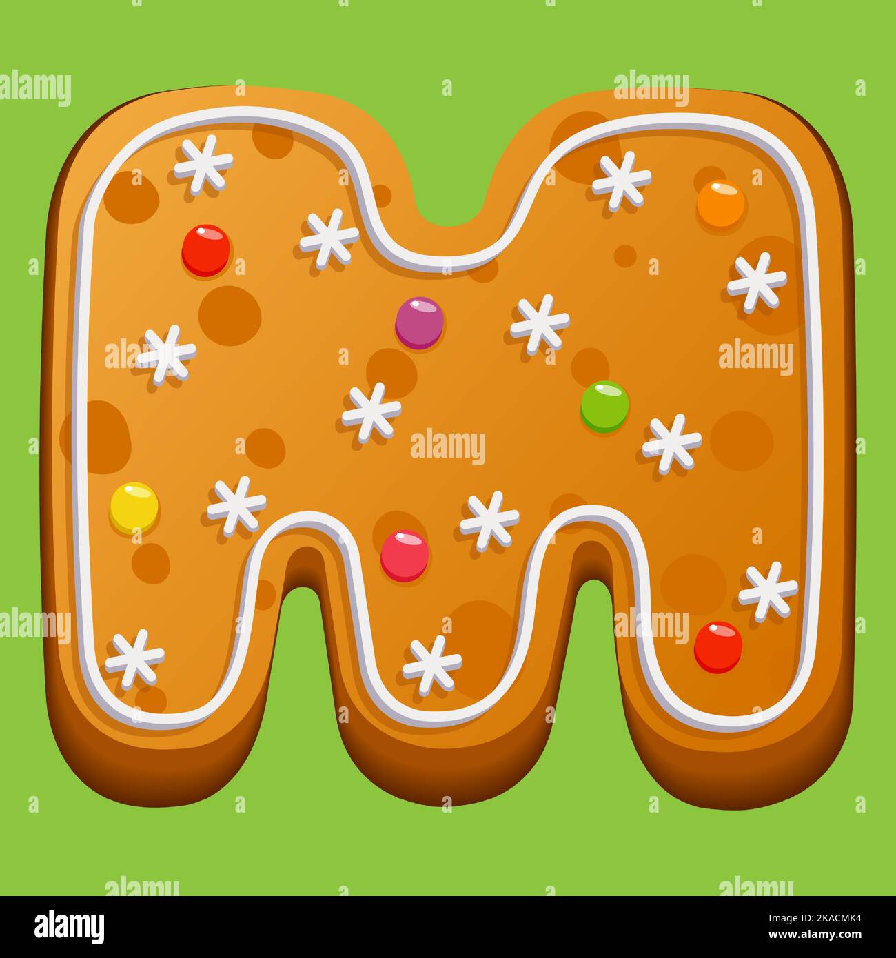Christmas gingerbread cookie. Gingerbread letter M. Homemade winter ...