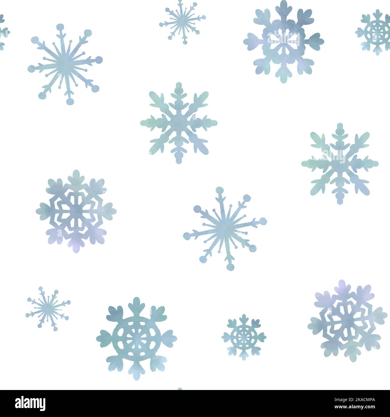 Watercolor snow seamless pattern. Hand drawn textured gradient blue ...