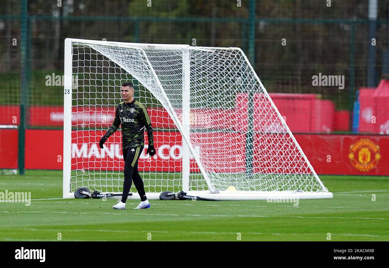 Manchester United's Cristiano Ronaldo during a training session at the ...
