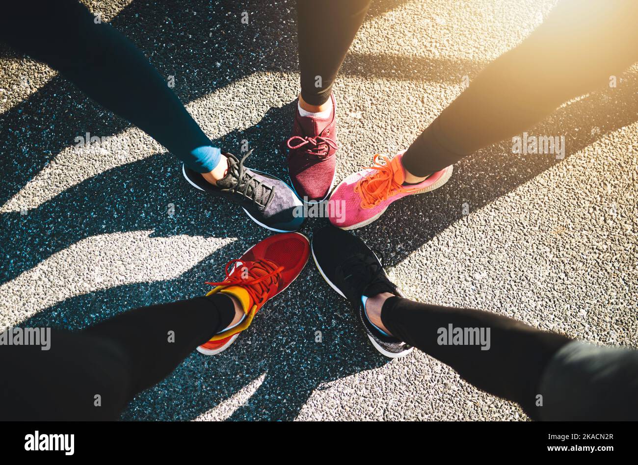 United fitness friends. a group of unrecognizable peoples runnings ...