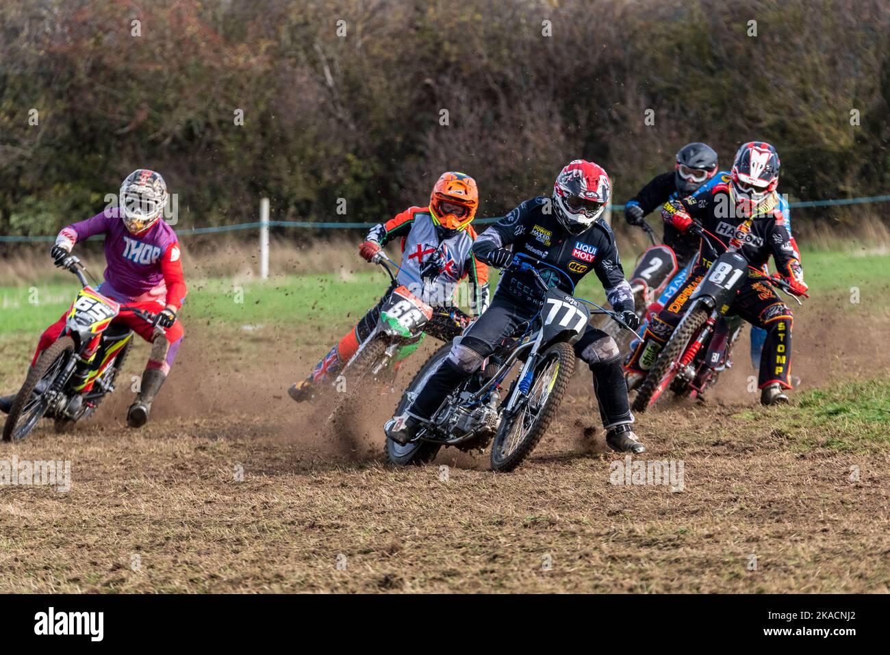 Steve Newsham racing in grasstrack motorcycle race. Donut Meeting event ...
