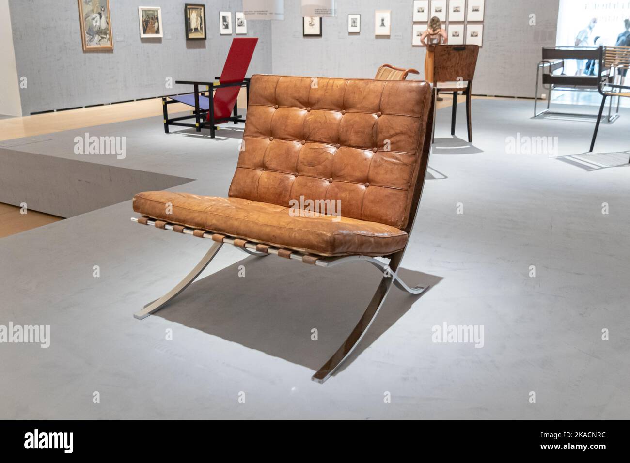 BILBAO, SPAIN-AUGUST 8, 2021: 1929 MR 90 Barcelona chair by Ludwig Mies ...