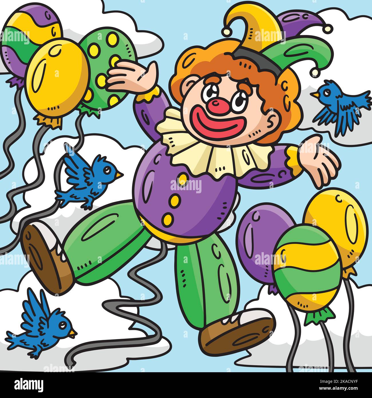 Mardi Gras Clown Balloon Colored Cartoon Stock Vector Image & Art - Alamy