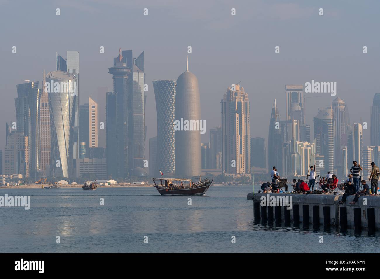 Morning view of West Bay and Doha City Center, Qatar Stock Photo - Alamy