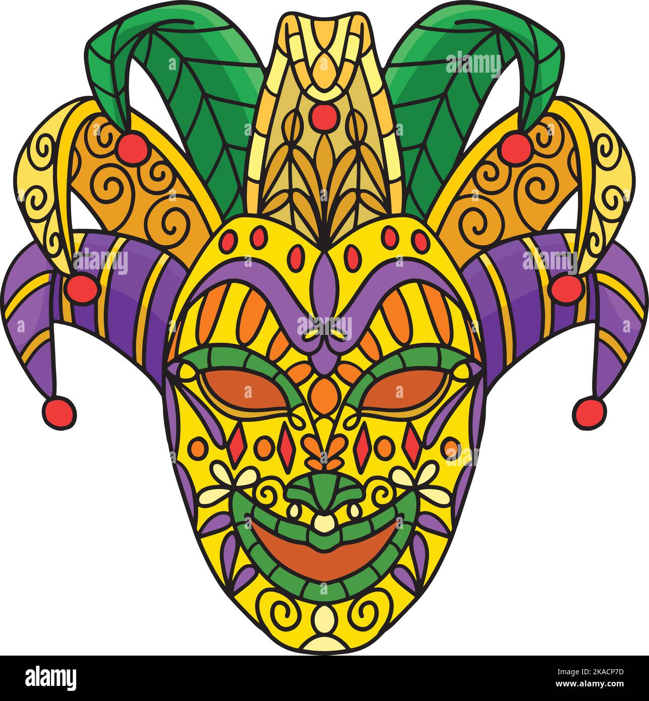 Mardi Gras Jester Mask Cartoon Colored Clipart Stock Vector Image & Art ...