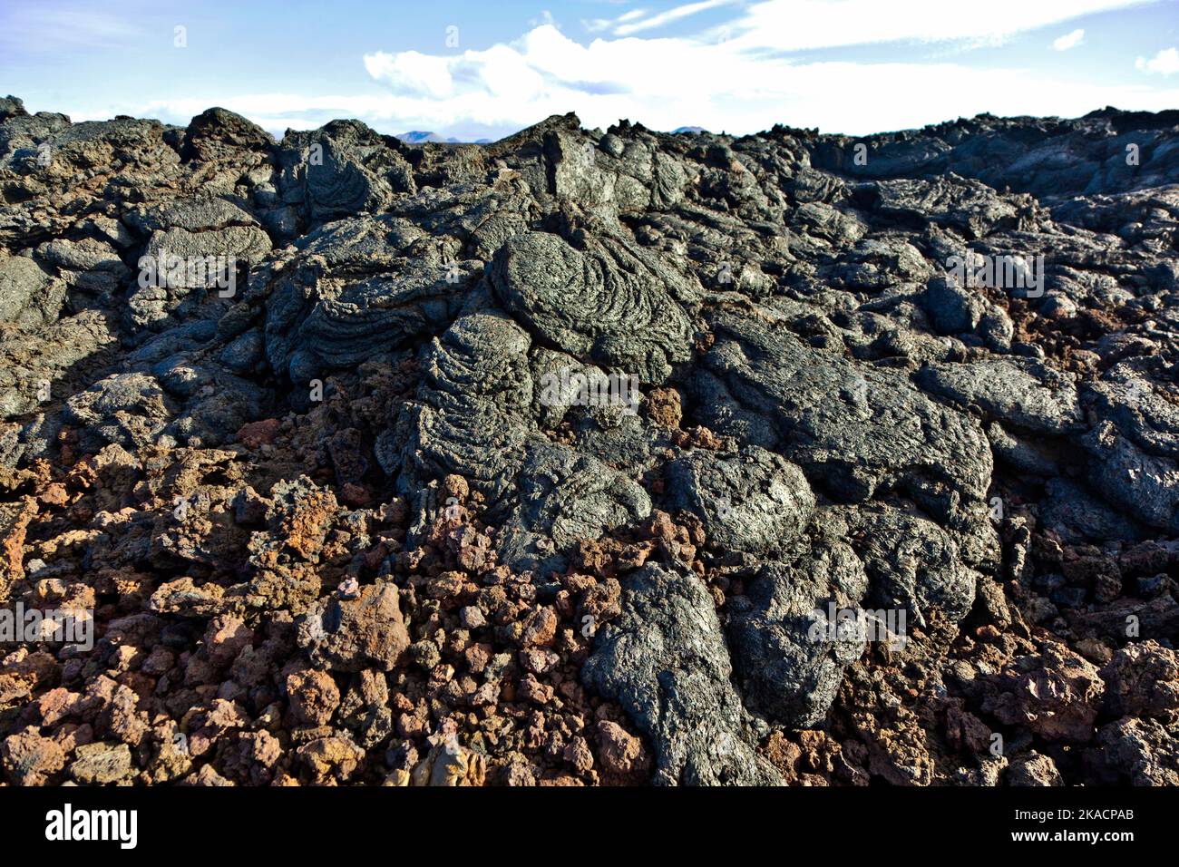 Stones of volcanic flow give a beautiful natural structure Stock Photo ...