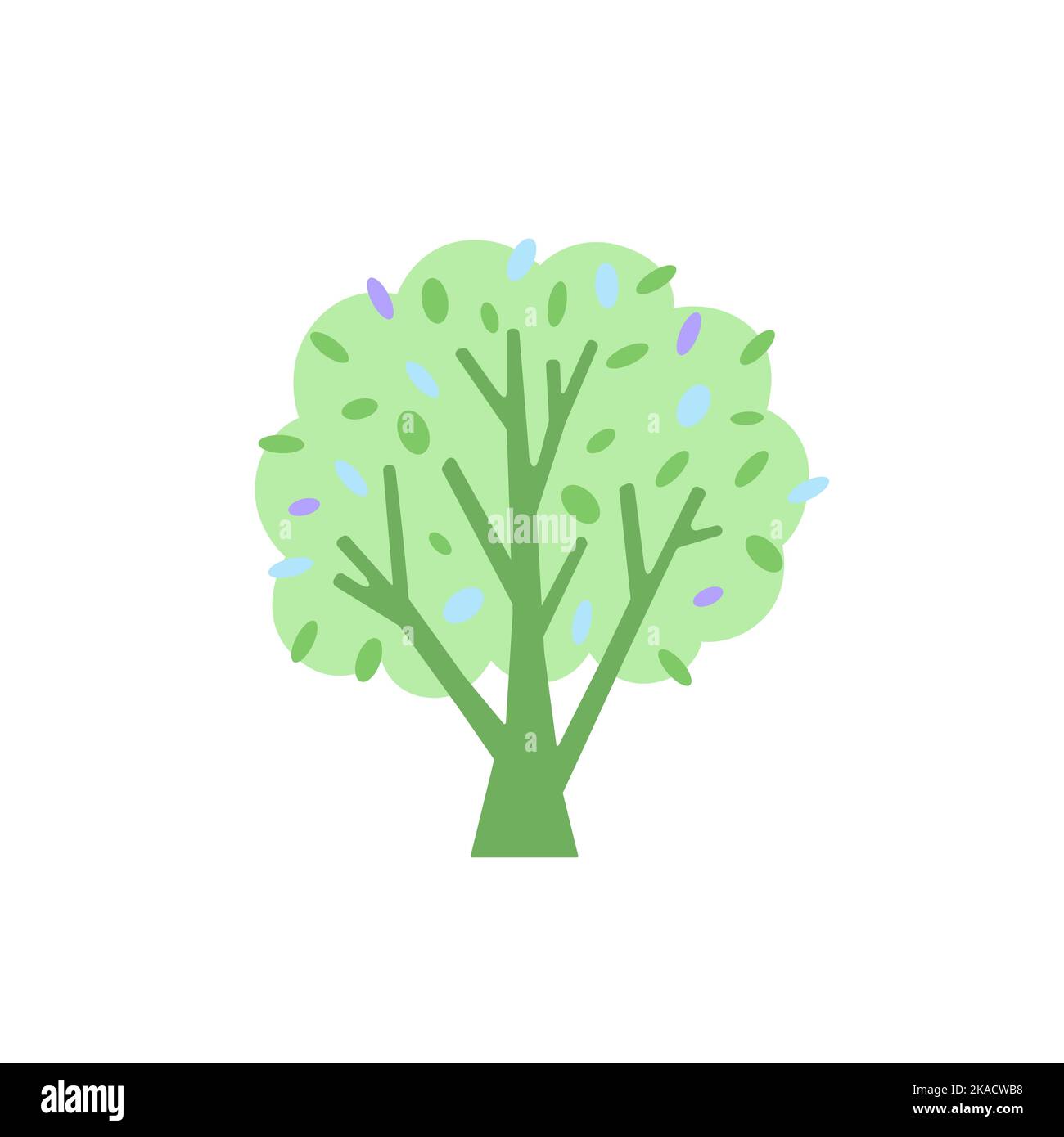Vector illustration in pastel colors. Spring tree simple element or ...