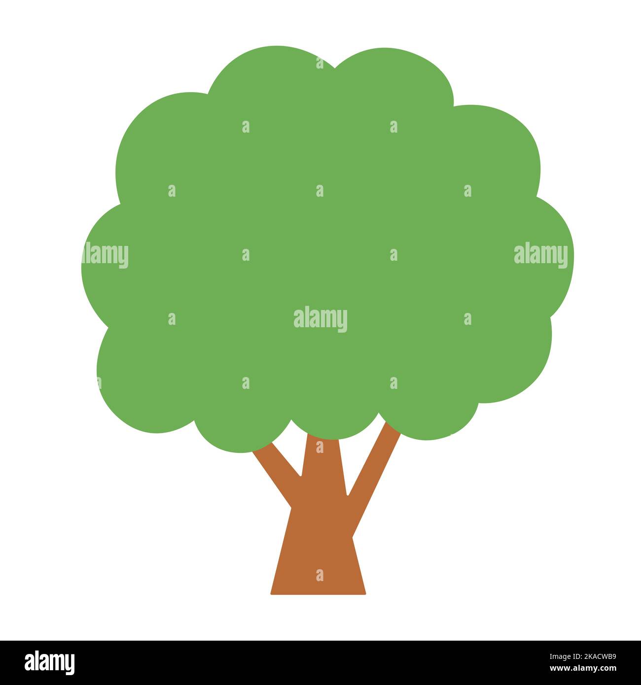 Vector illustration in pastel colors. Summer or spring green tree ...