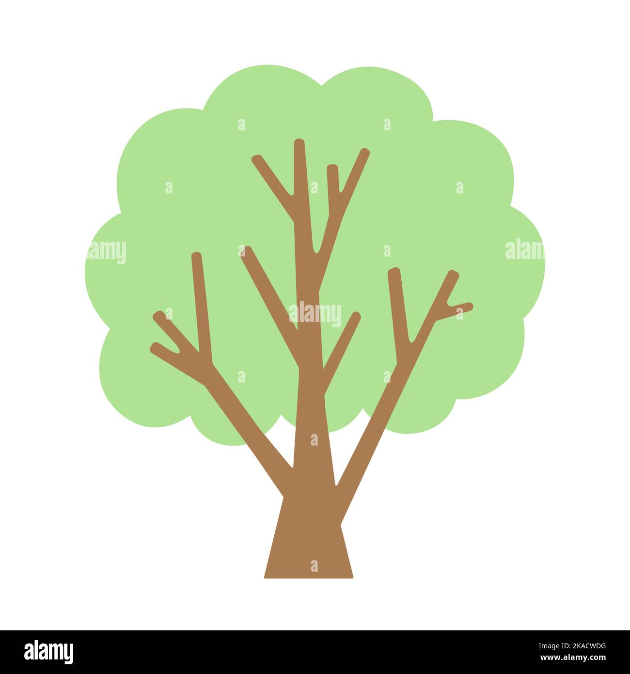 Vector illustration in pastel colors. Summer or spring green tree ...