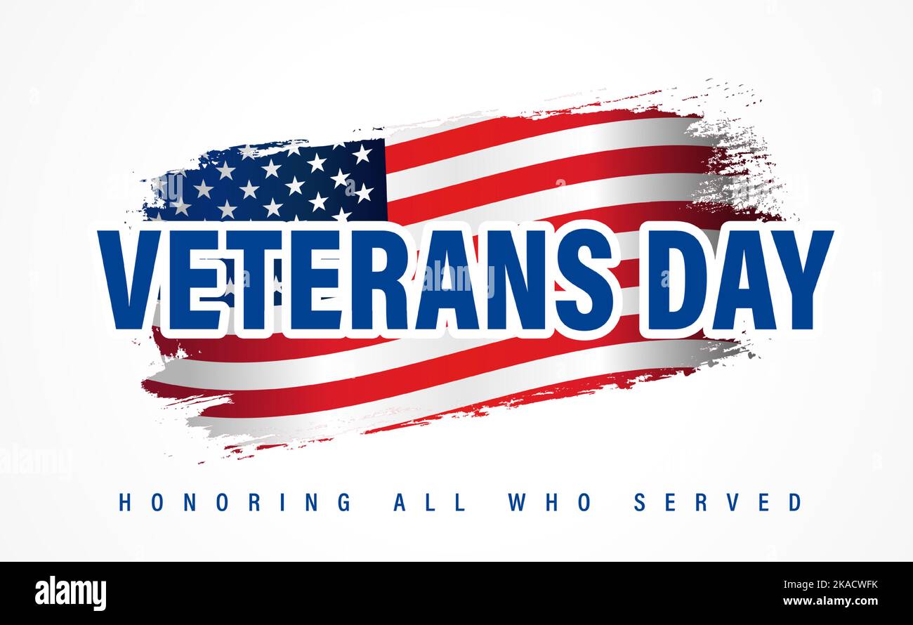 Veterans Day, lettering on flag. Honoring all who served web banner ...