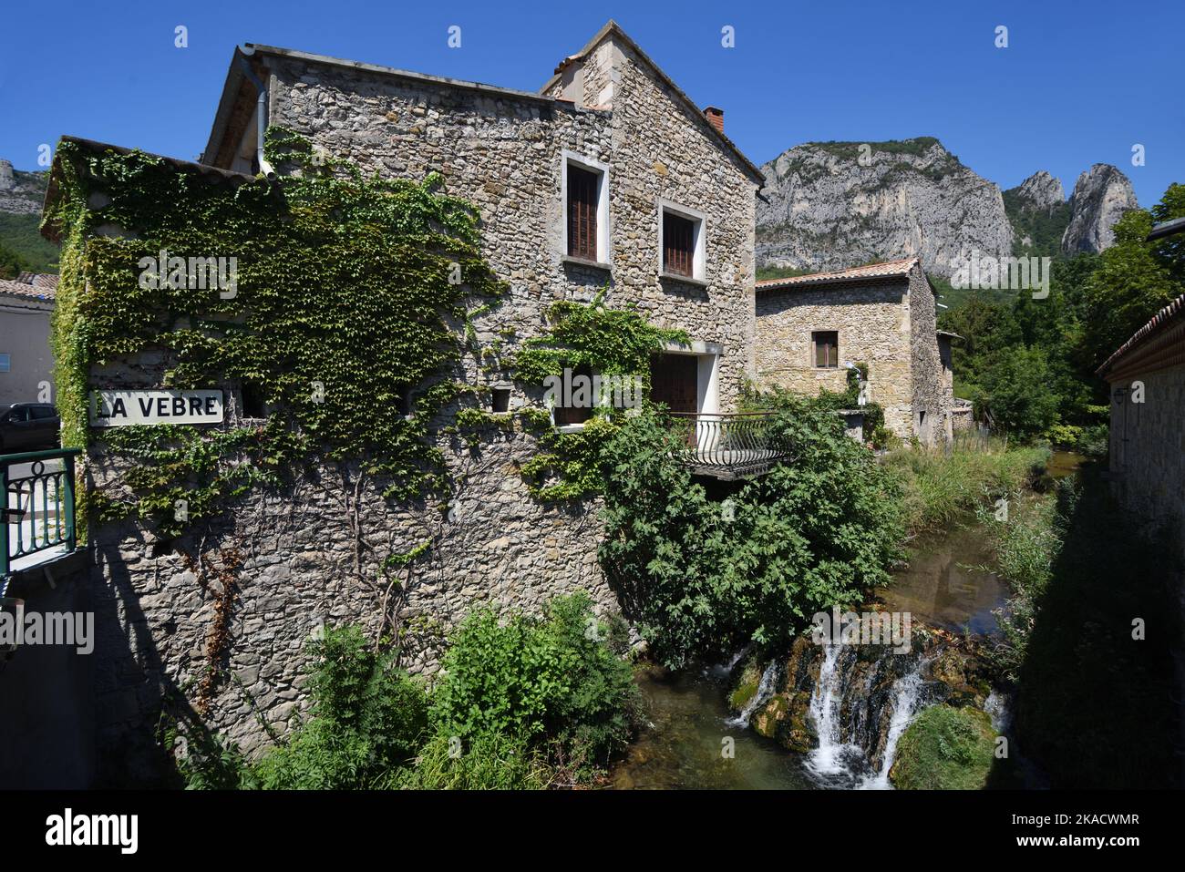 River La Vebre, Waterfall & Old Waterside Village Houses in Saou Drôme ...