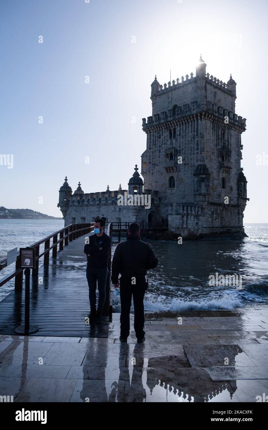 The Torre de Belém (Belem Tower), Lisbon, Portugal, March 2022. Photo ...