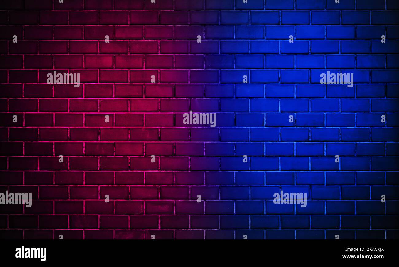 Lighting Effect red and blue on brick wall for background party happy ...