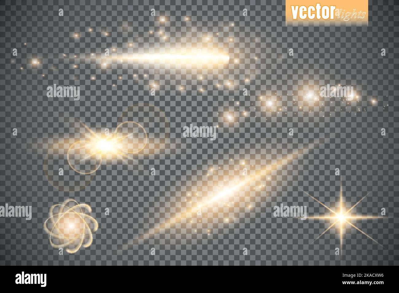 Set of glow light effect stars bursts with sparkles isolated on transparent background. For ...