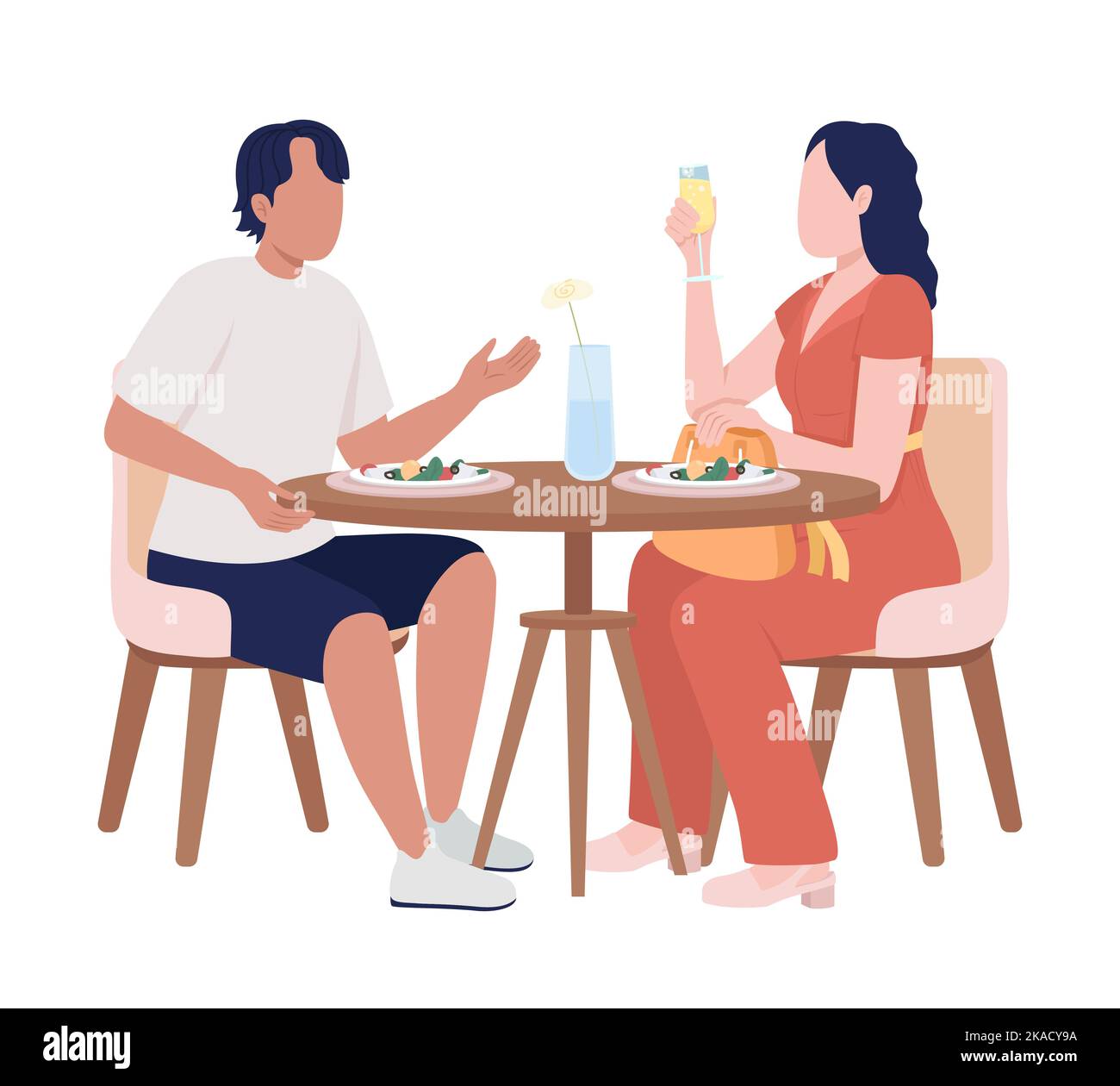 Romantic date semi flat color vector characters Stock Vector Image ...