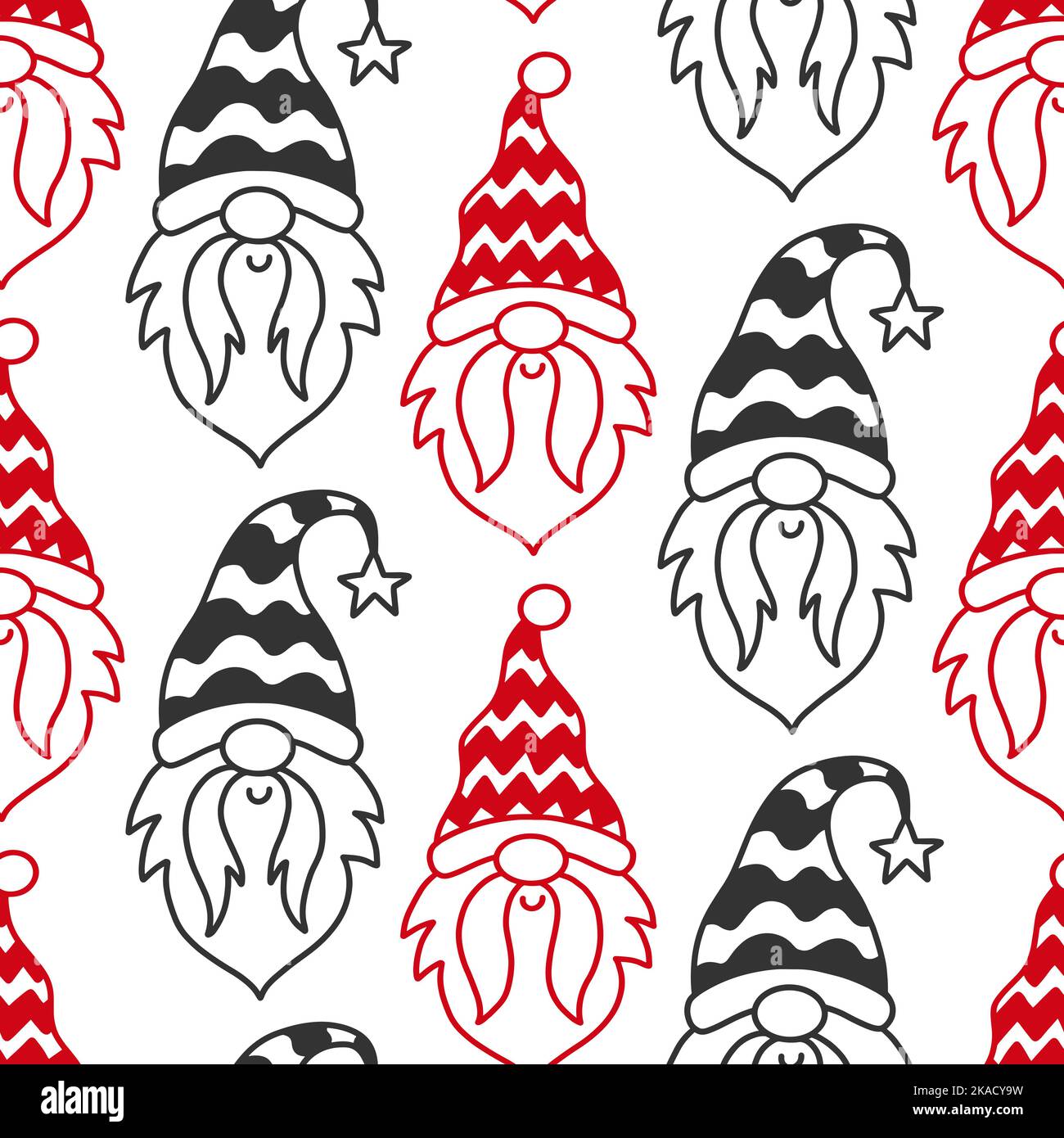 Vector Merry Christmas Gnome Seamless Pattern Stock Vector Image & Art ...