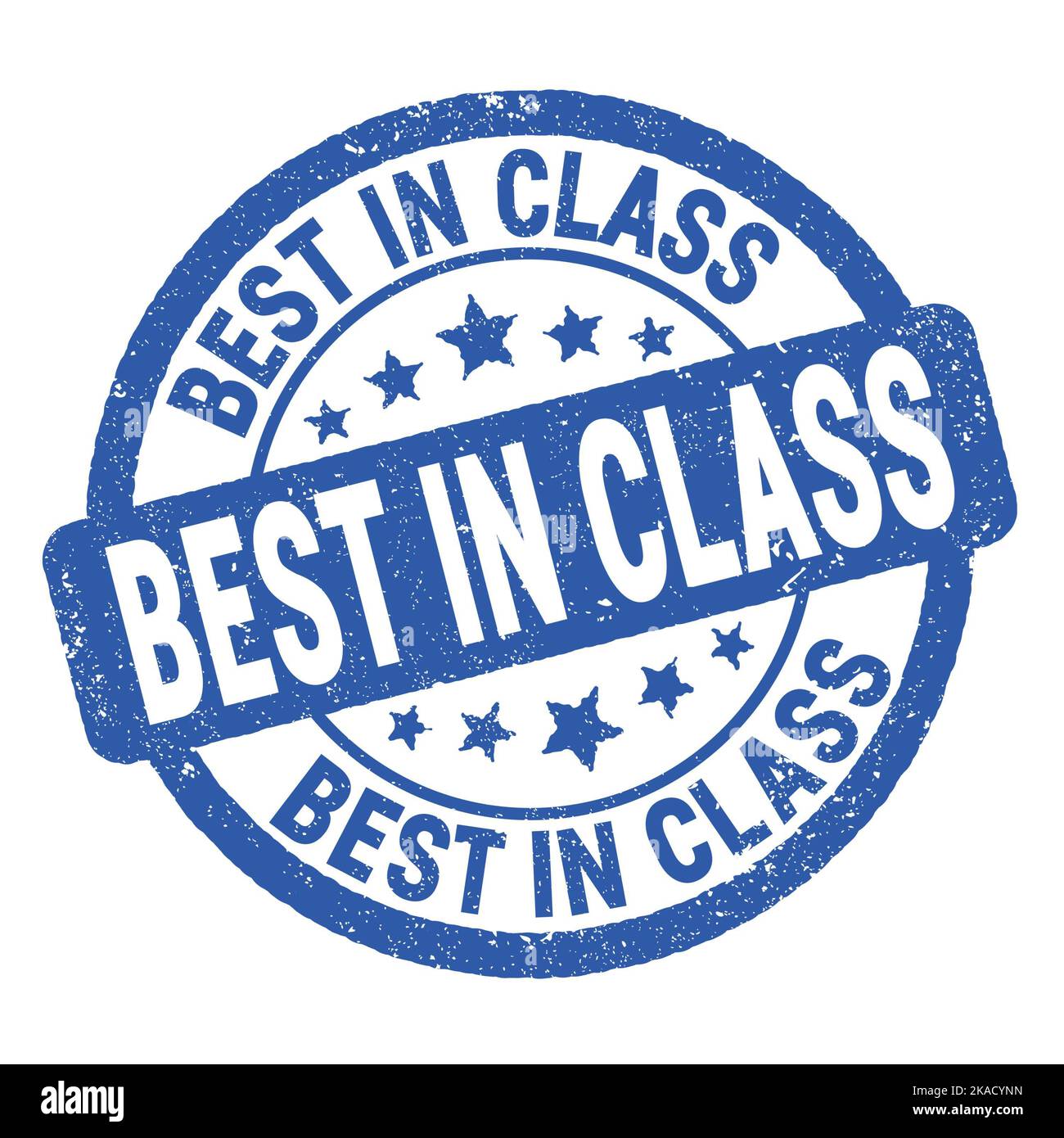 BEST IN CLASS text written on blue grungy stamp sign Stock Photo - Alamy